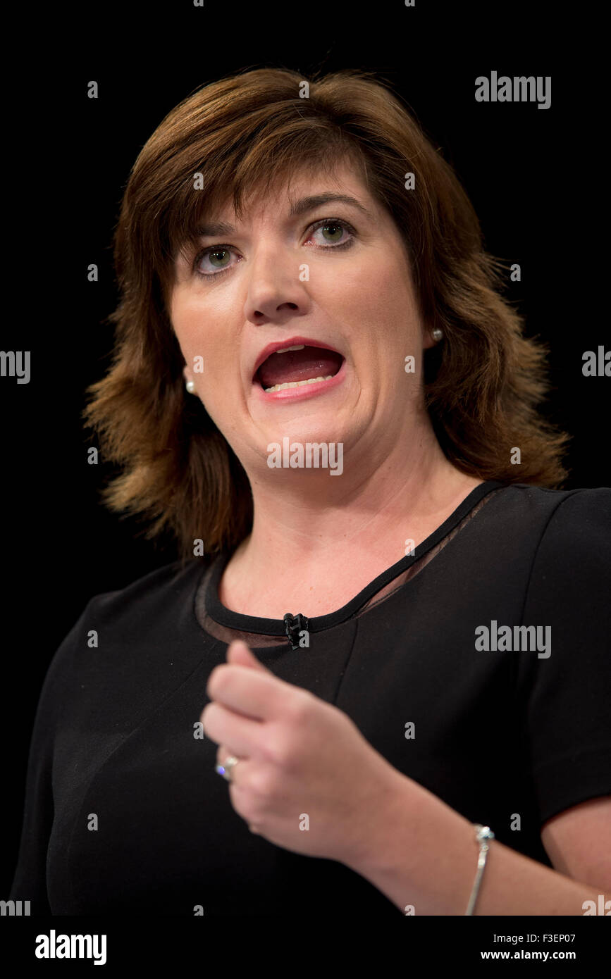 Manchester, UK. 6th October 2015. The Rt Hon Nicky Morgan MP, Secretary ...