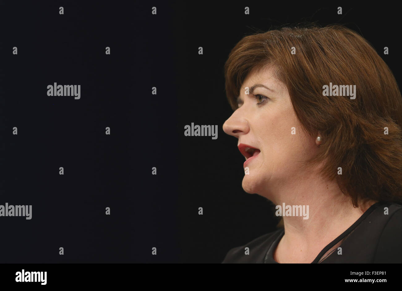 Manchester, UK. 6th October, 2015. Nicky Morgan Mp Secretary Of State ...