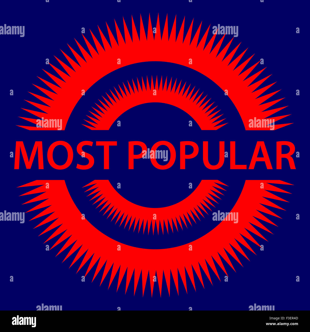 A red most popular flash over a blue background Stock Photo - Alamy