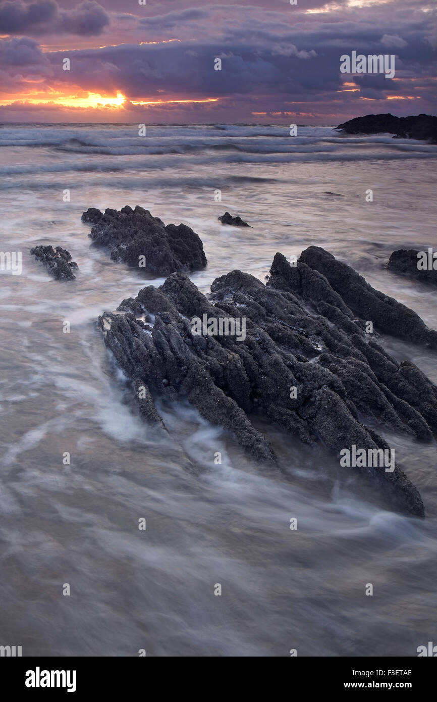 A beautiful September sunset viewed from the North Devon seaside town ...