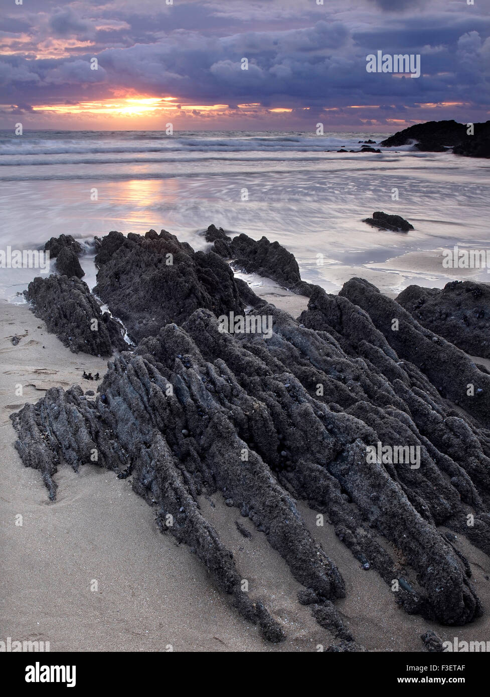 A beautiful September sunset viewed from the North Devon seaside town ...