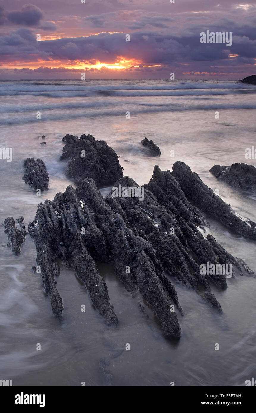 A beautiful September sunset viewed from the North Devon seaside town ...