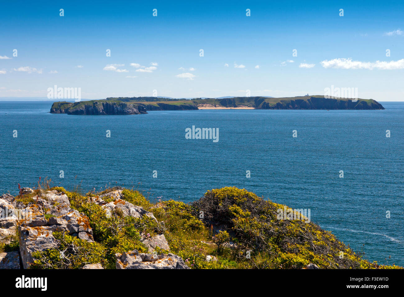 Caldey Island from Lydstep Point in the Pembrokeshire Coast National ...