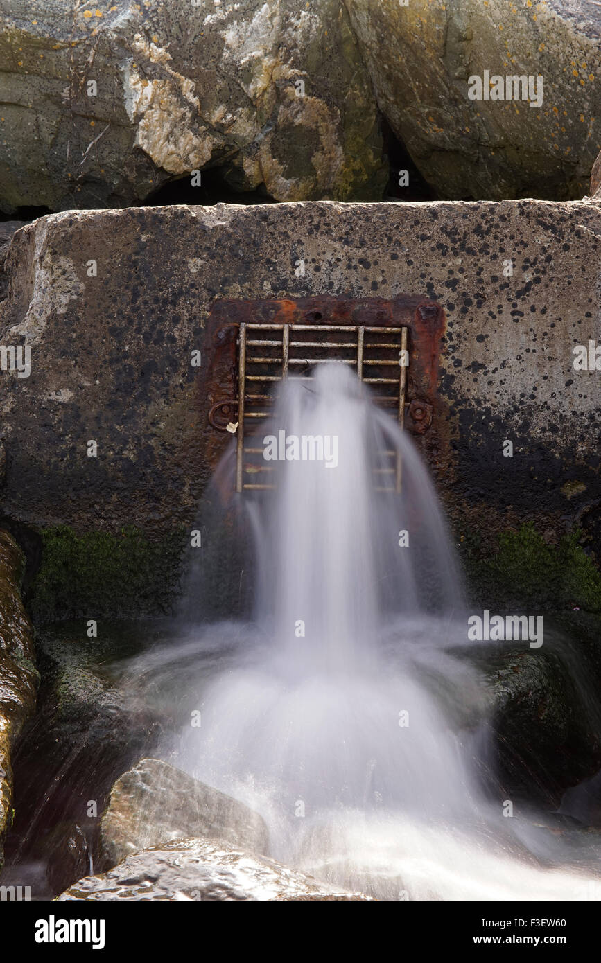 The water outflow for the funicular cliff railway between Lynton and ...