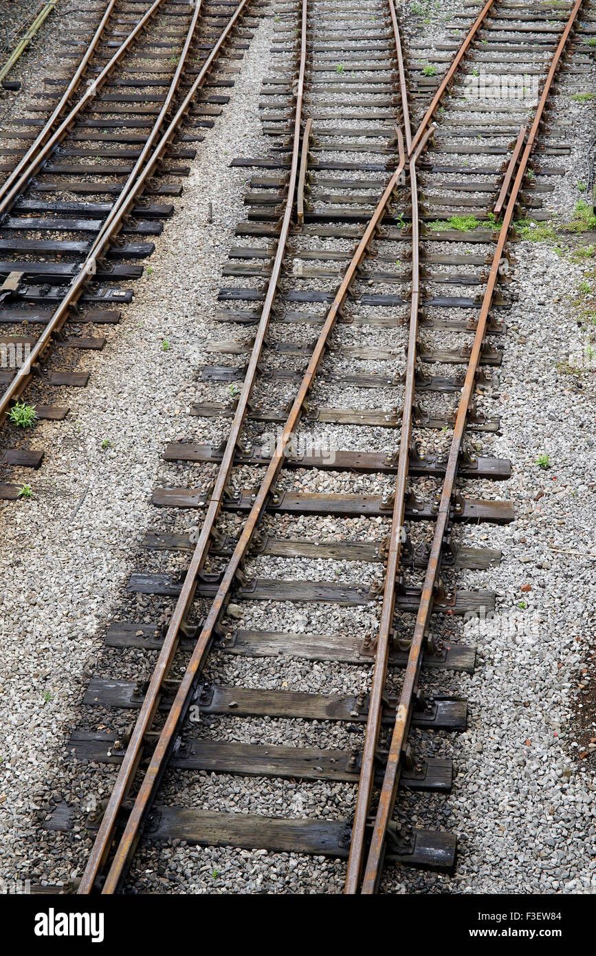 Railway tracks at the station in Llangollen, North Wales, UK Stock ...