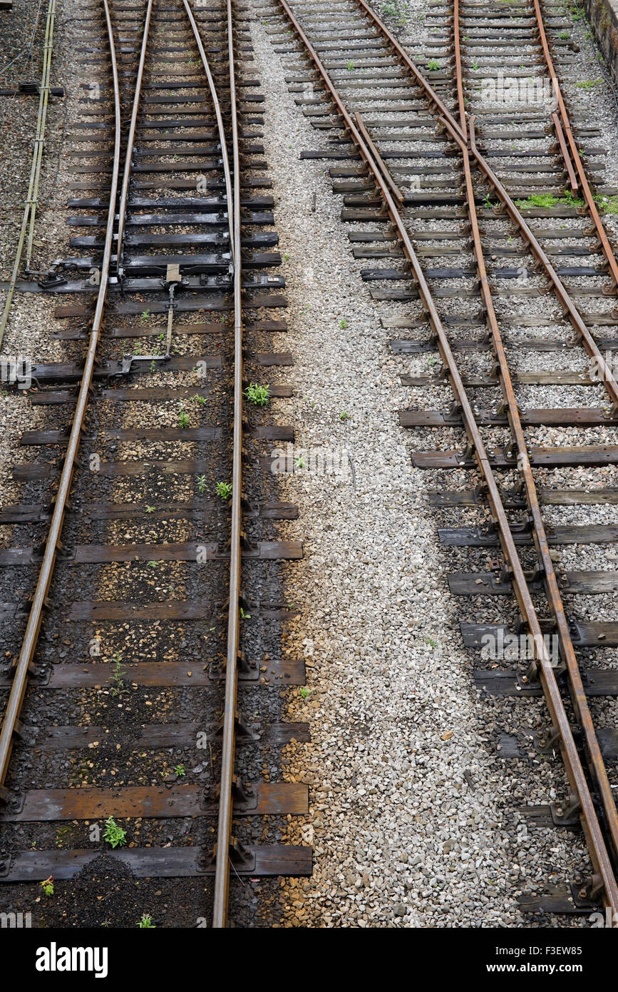 Railway tracks at the station in Llangollen, North Wales, UK Stock ...