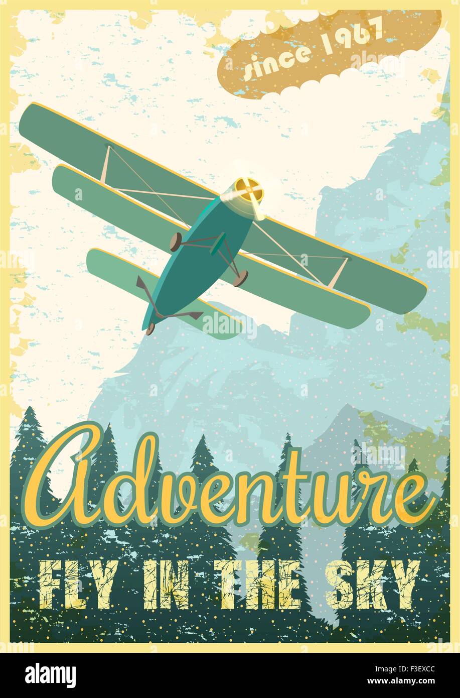 Biplane retro poster Stock Vector Image & Art - Alamy