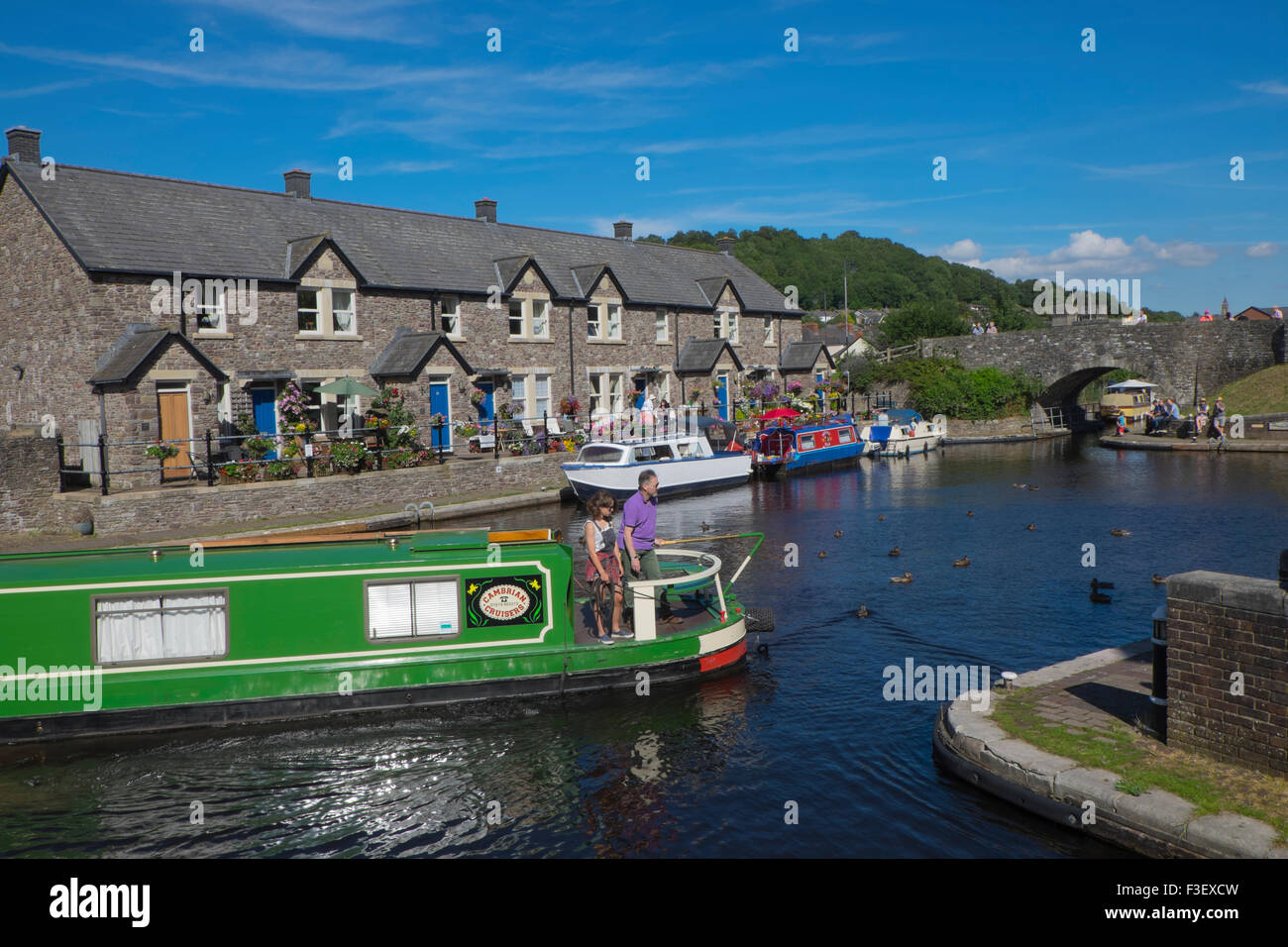 Canal boats at the canal basin at Brecon, Brecon Monmouthshire Canal ...