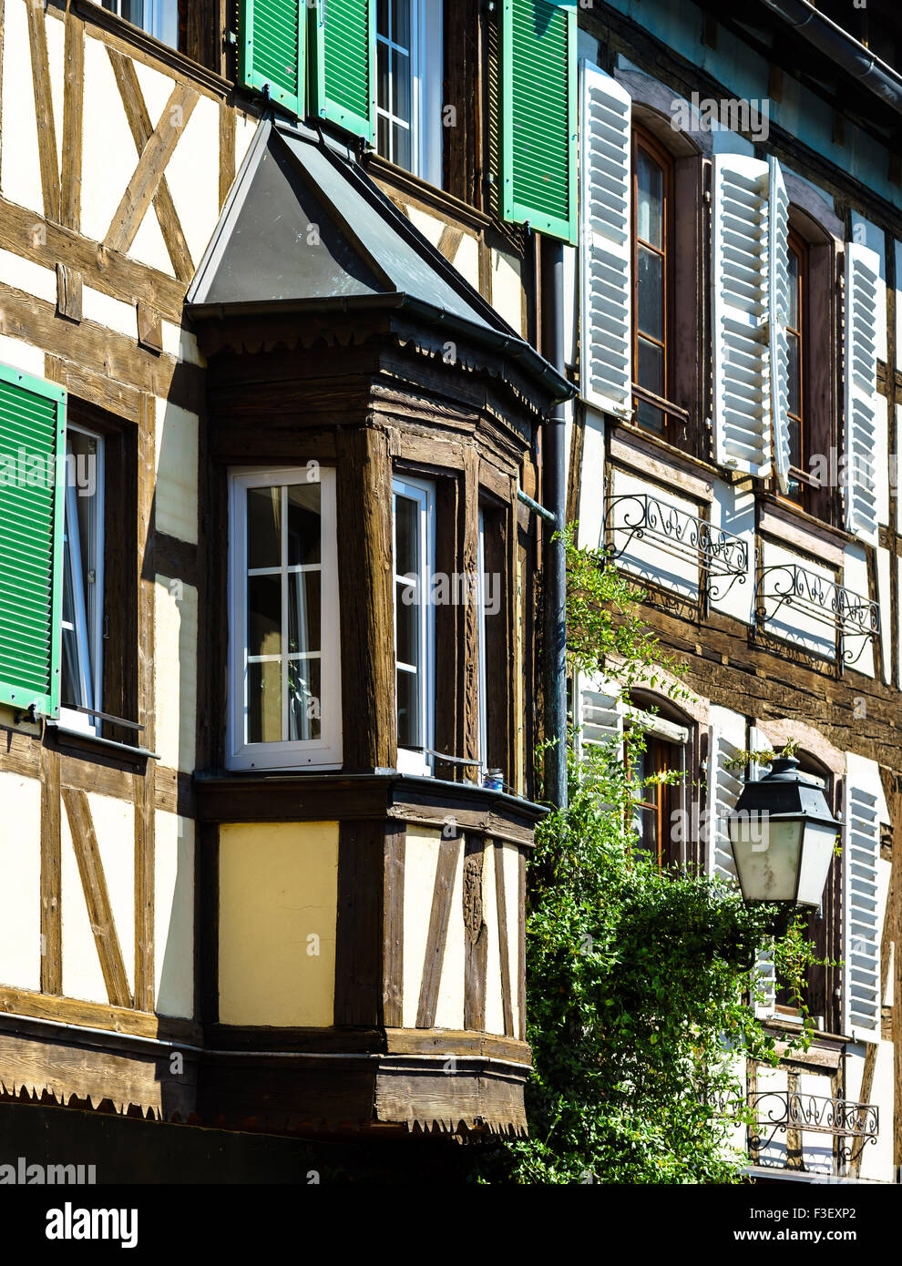 Classic timber-framing alsacien houses on the sun, Barr, France Stock ...