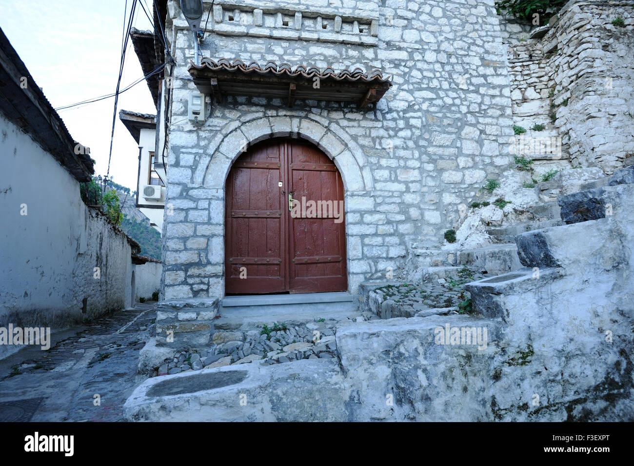 Narrow cobbled streets and passages in the world heritage site of ...