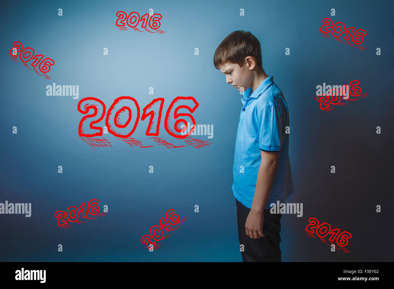 boy teenager European appearance Brown turned his back on a blac Stock ...