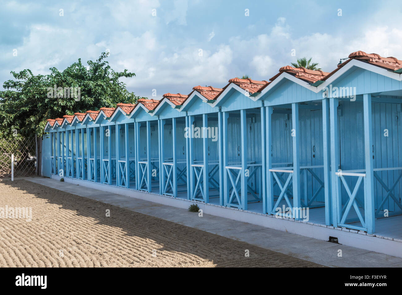geometric beach cabins Stock Photo - Alamy