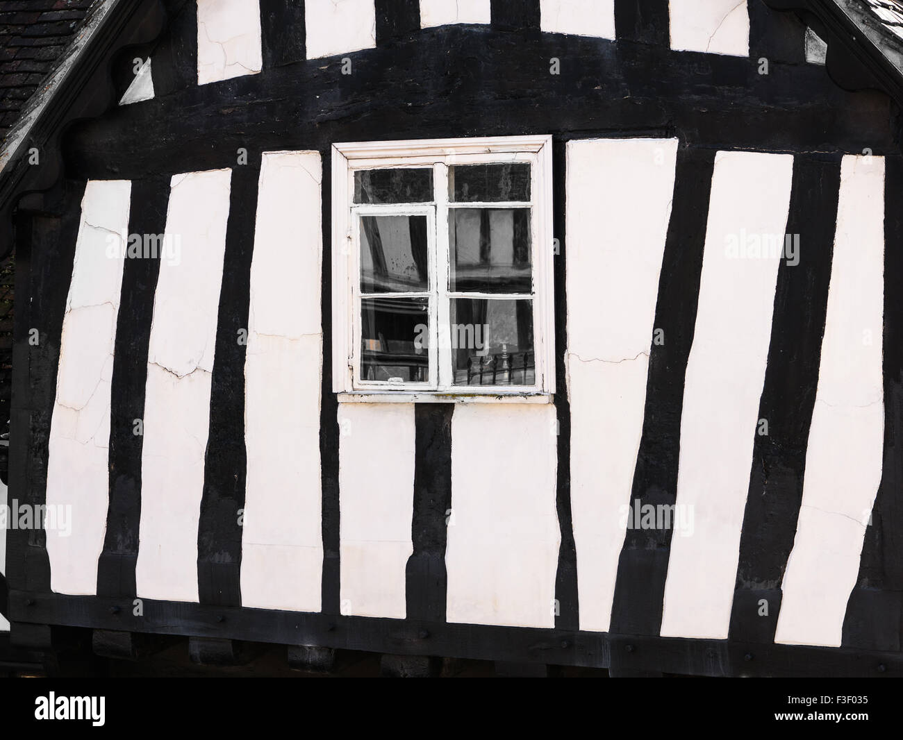 Gable end of a medieval house with a timber frame in the town of ...