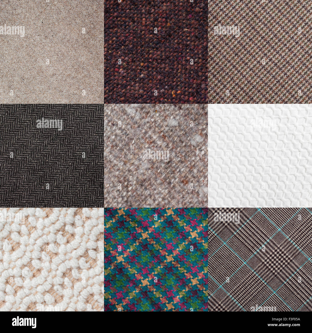Collage of textile fabric samples with different textures Stock Photo ...