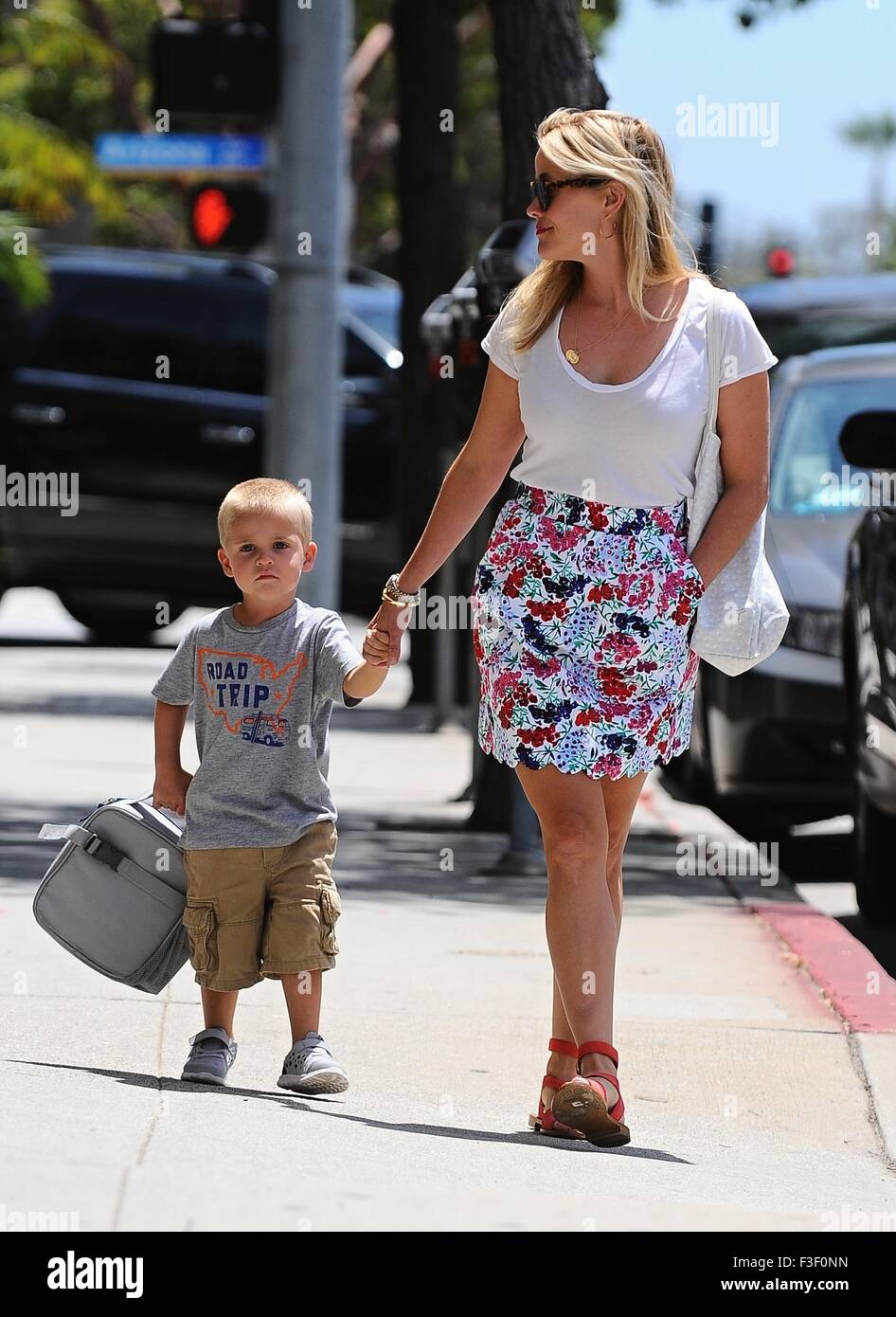 Reese Witherspoon walking with her son Featuring: Reese Witherspoon ...