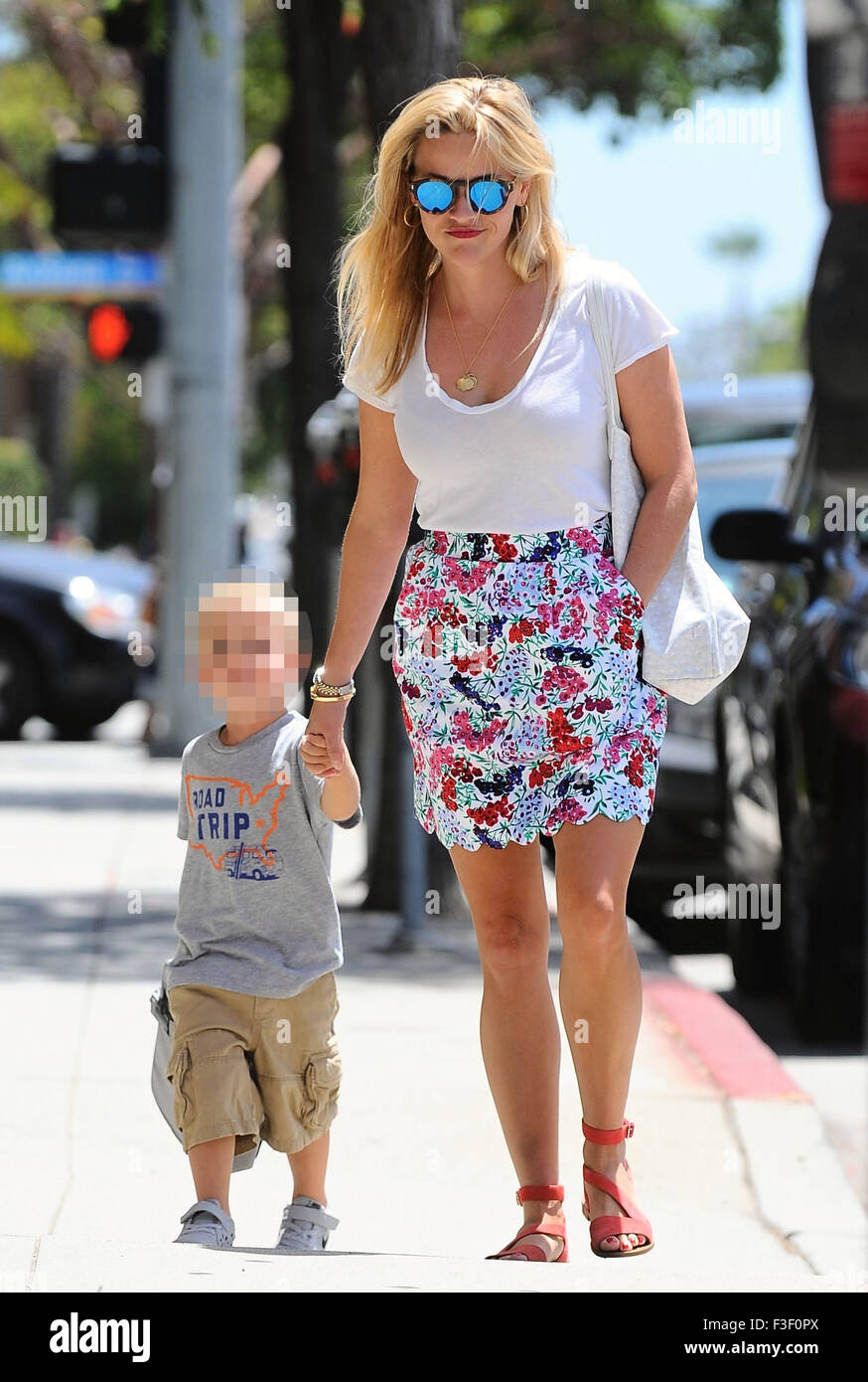 Reese Witherspoon walking with her son Featuring: Reese Witherspoon ...