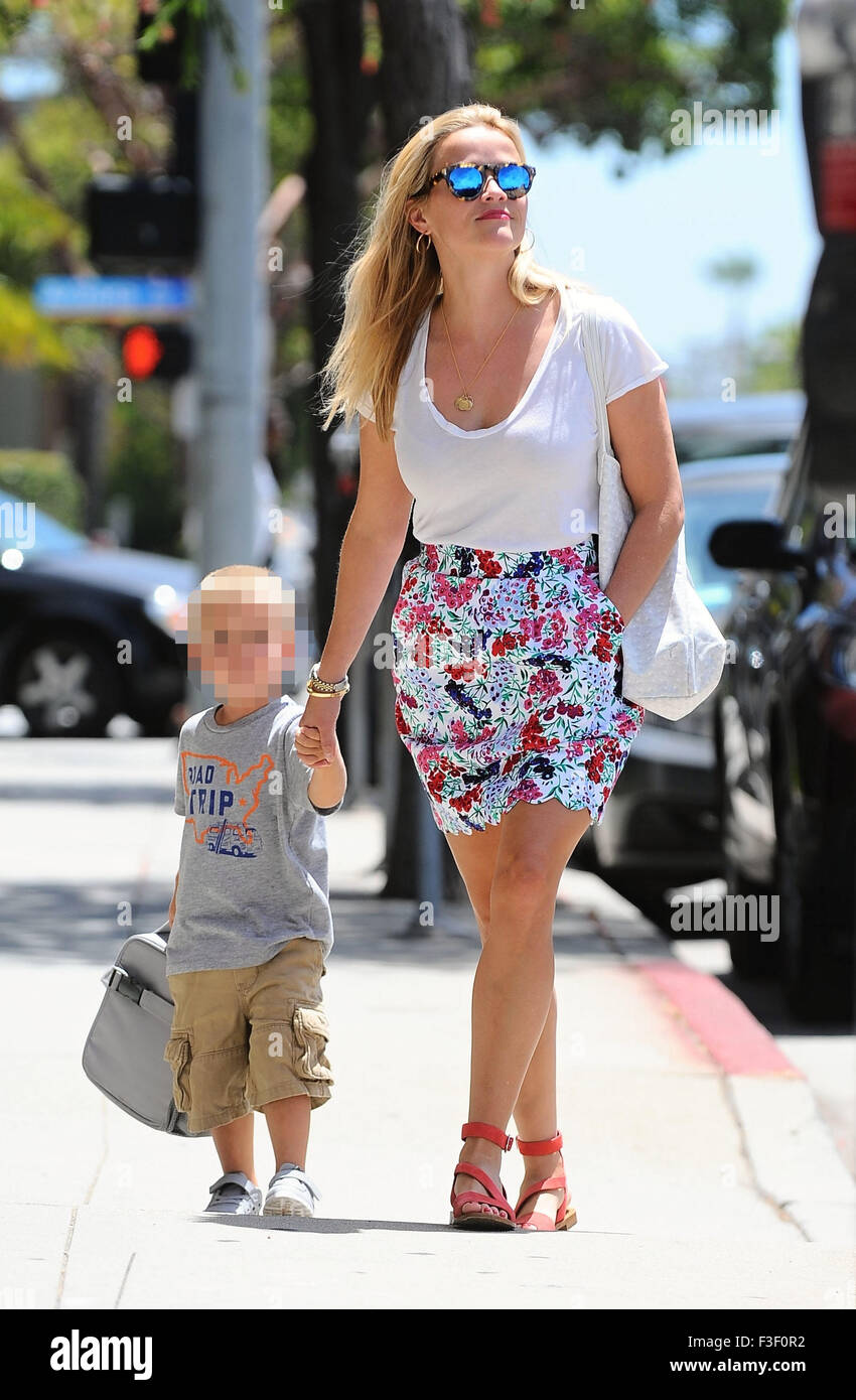Reese Witherspoon walking with her son Featuring: Reese Witherspoon ...