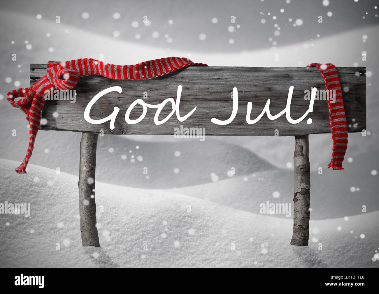 Gray Card With Sign, Swedish God Jul Mean Merry Chrsitmas Stock Photo ...