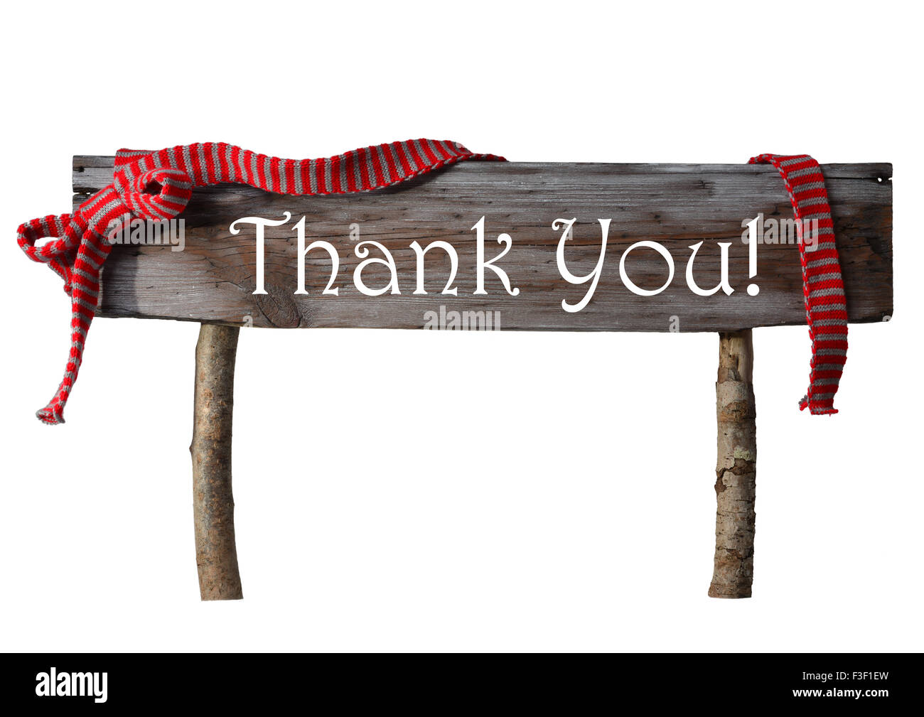 Brown Isolated Christmas Sign Thank You, Red Ribbon Stock Photo - Alamy
