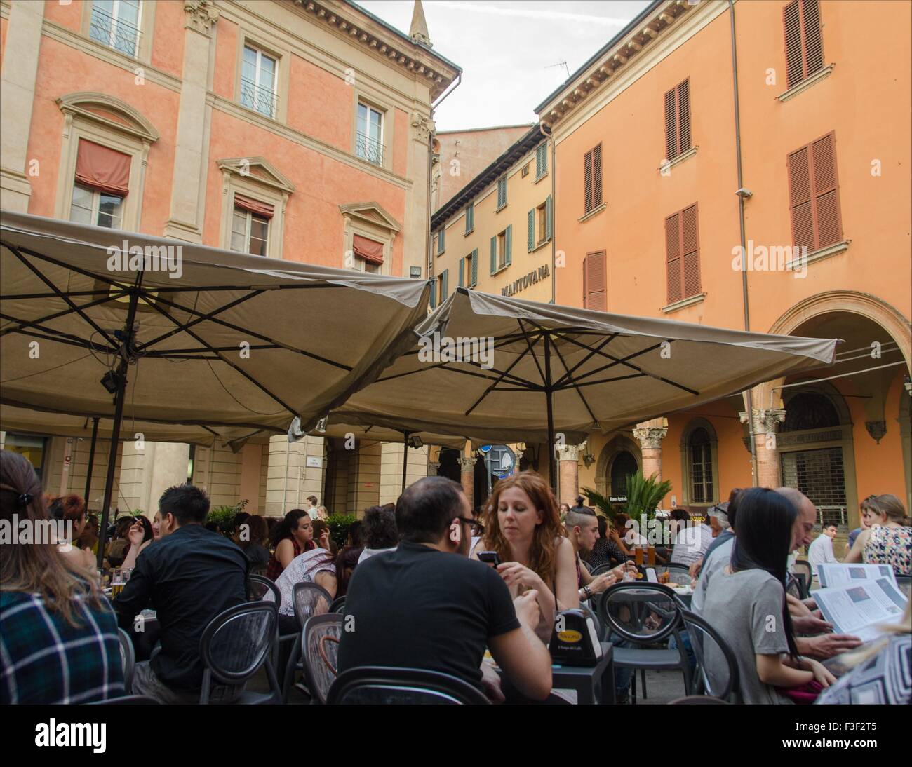 An outdoor restaurant at the Hotel San Donato, Bologna Italy Stock ...