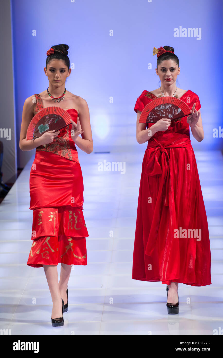 Models walk the runway in designs by YiLing Li (USA/China) during ...