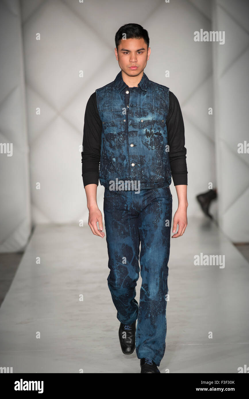 Male, model walks the runway in a design by April Walker, Walker Wear ...