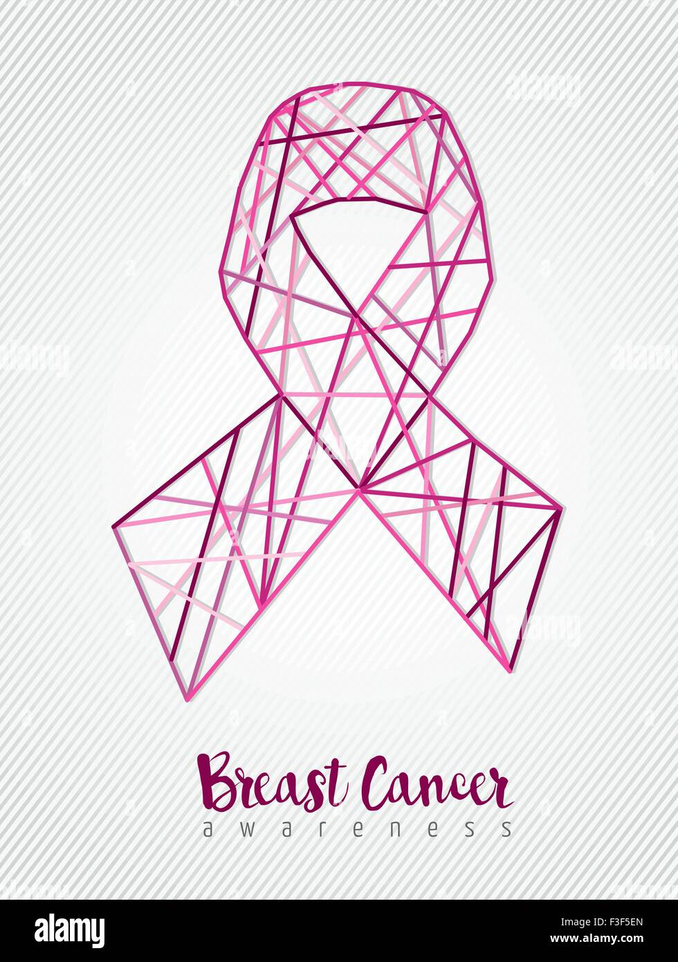 Breast cancer awareness pink ribbon in line art abstract geometry style ...