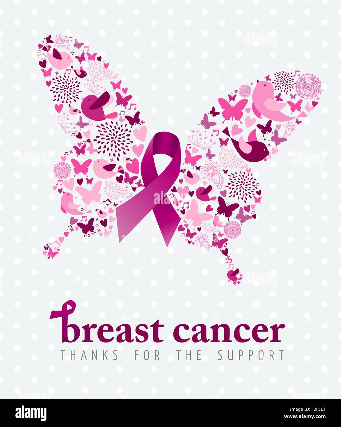 Cancer Ribbon With Butterfly Wings