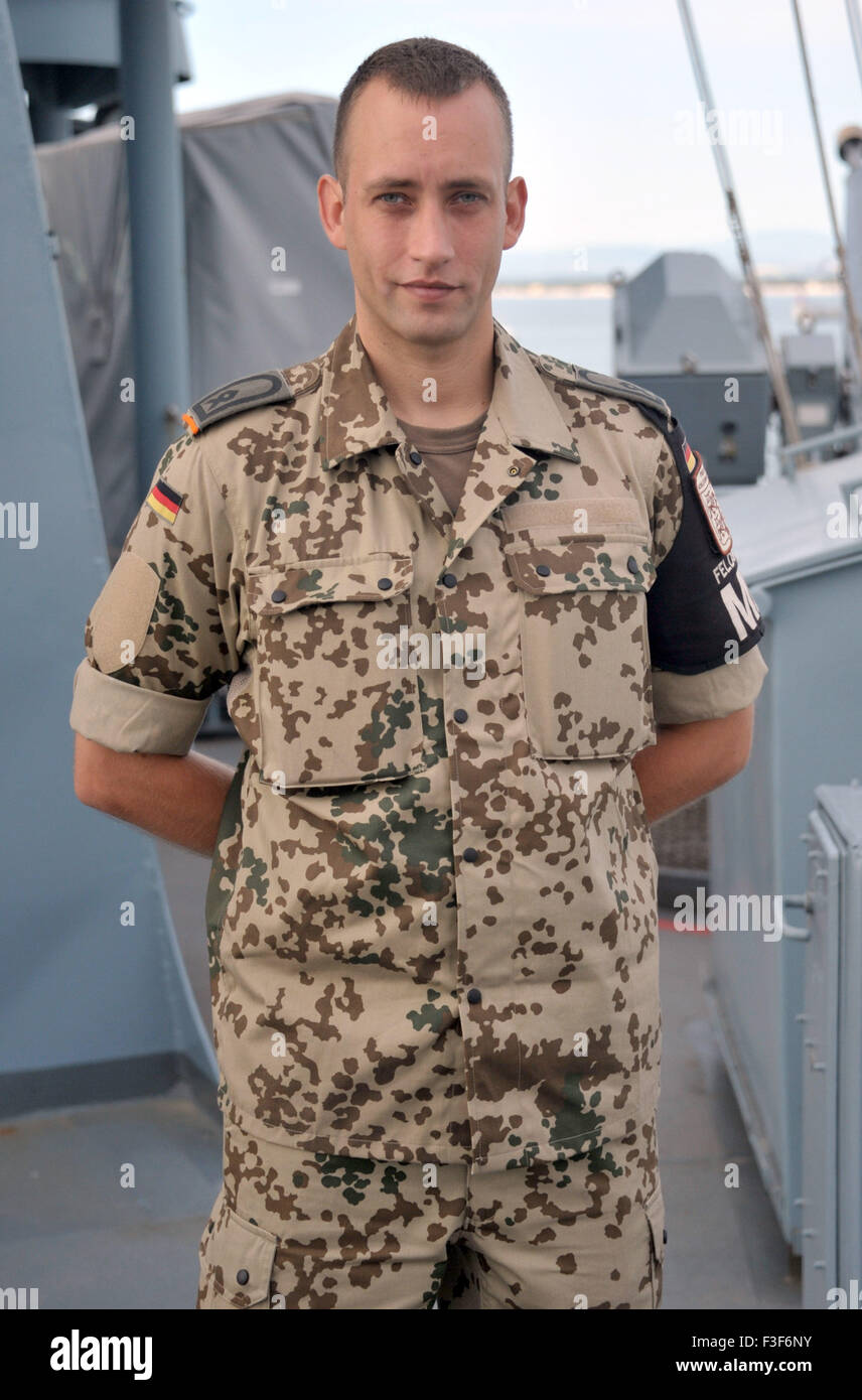 Sicily, Italy. 26th Sep, 2015. First sergeant Michael W. stands aboard ...