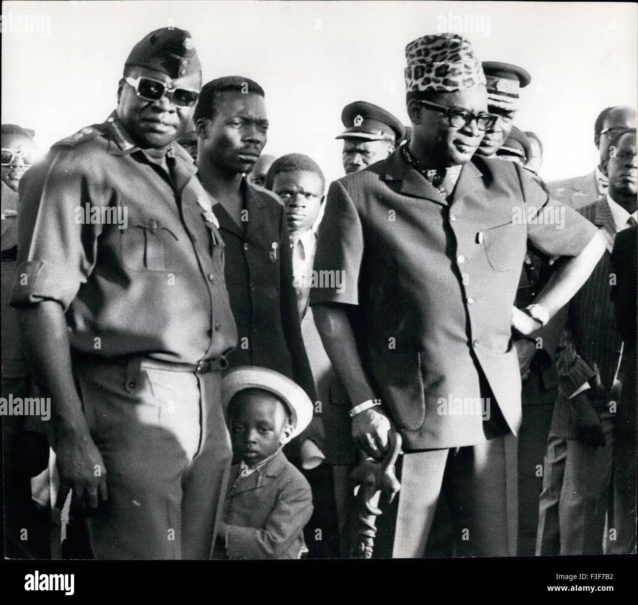 1974 - President Mobutu Sese Seko (r.) currently on a visit to Uganda ...