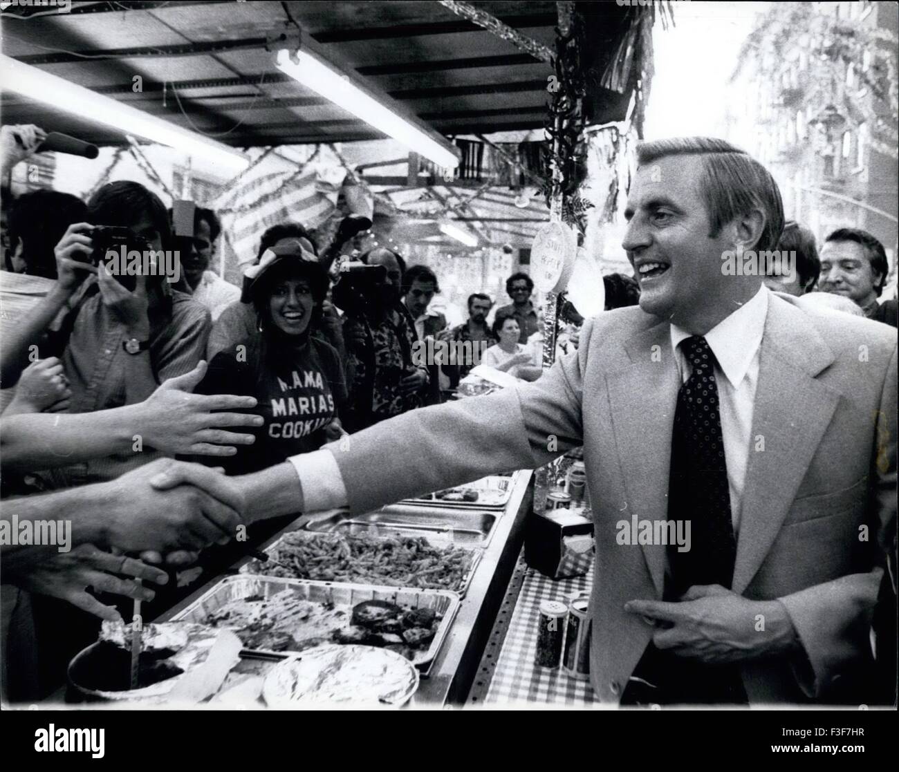 1976 - Senator Walter Mondale electioneering with Abe Beam in NY Little ...