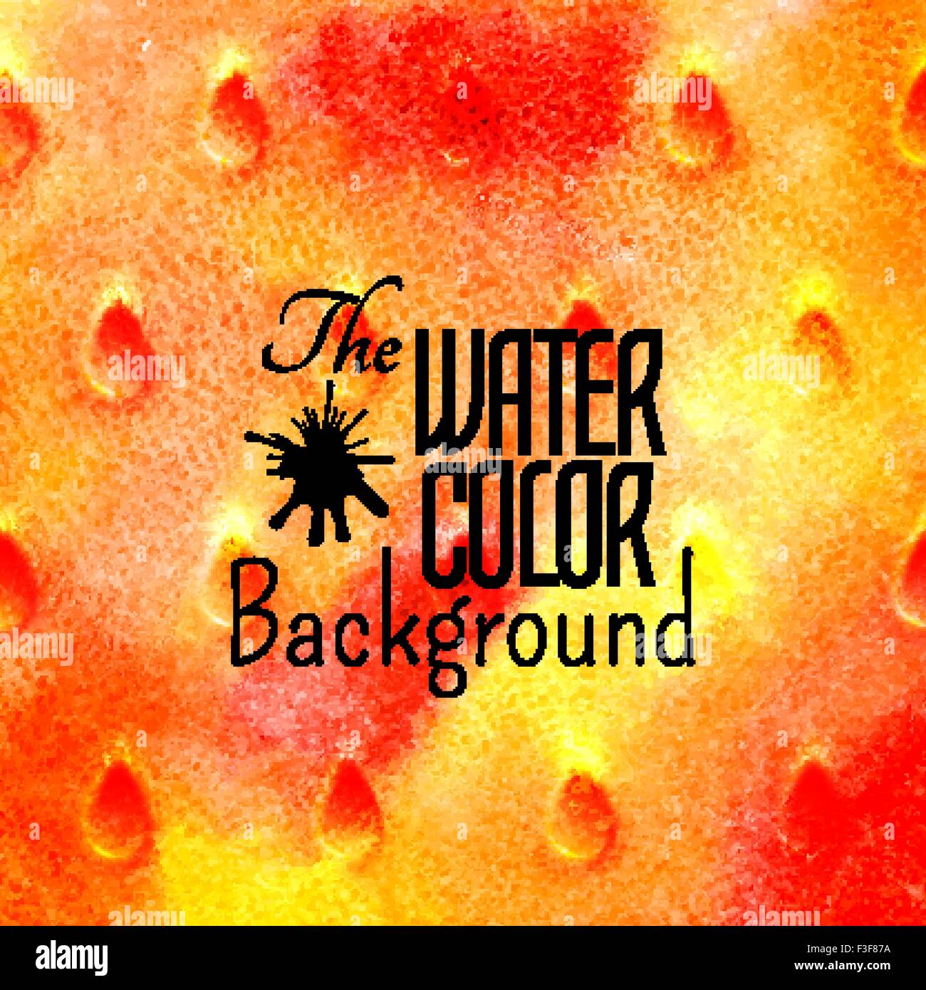 Abstract vector hand drawn red orange yellow color watercolor ...