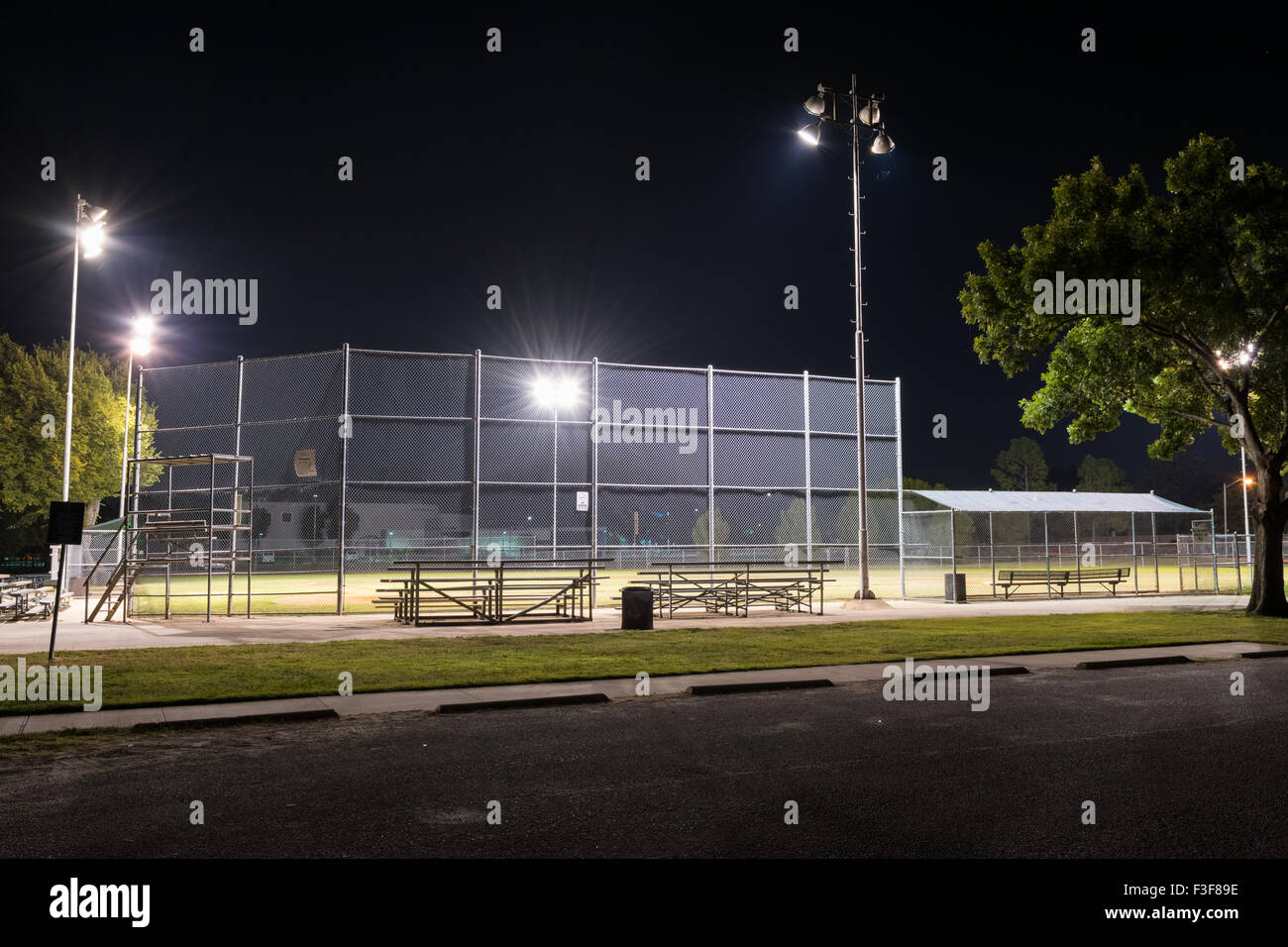 Baseball Lights At Night