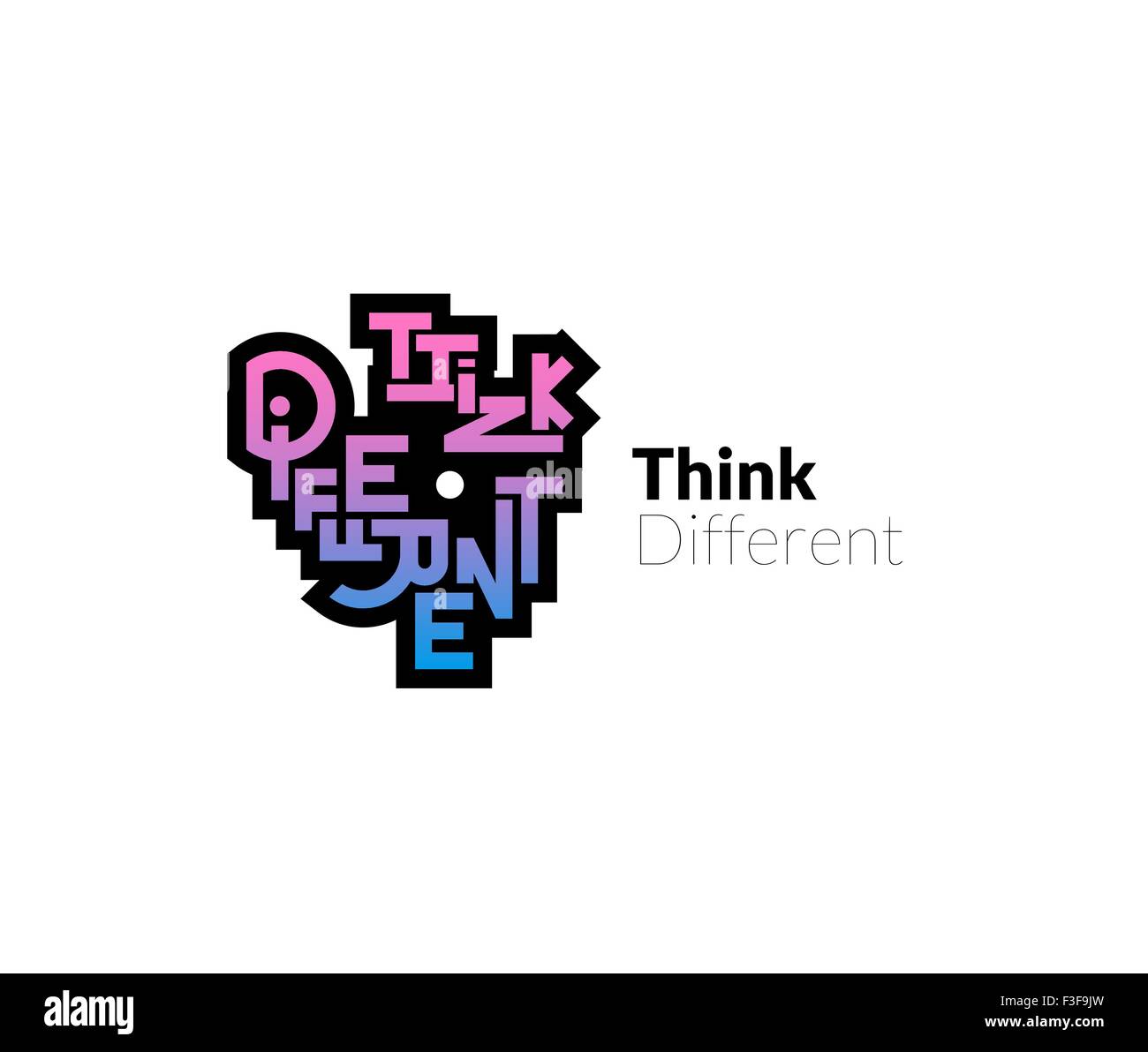 Think different phrase, graffiti logo sign, concept icon symbol Stock ...