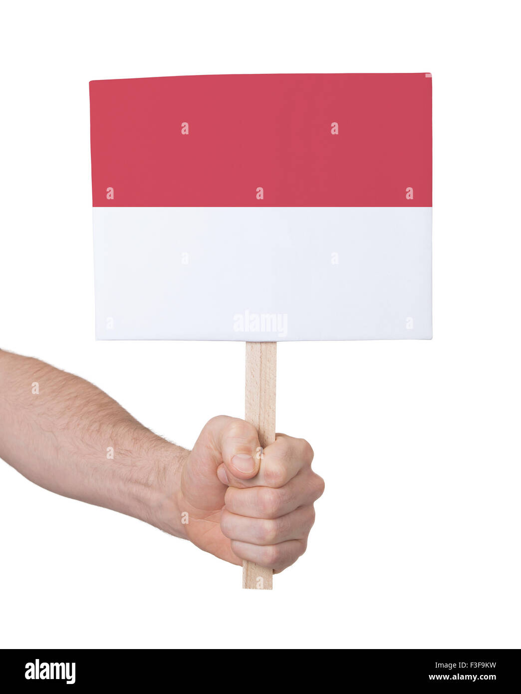 Hand holding small card, isolated on white - Flag of Monaco Stock Photo ...