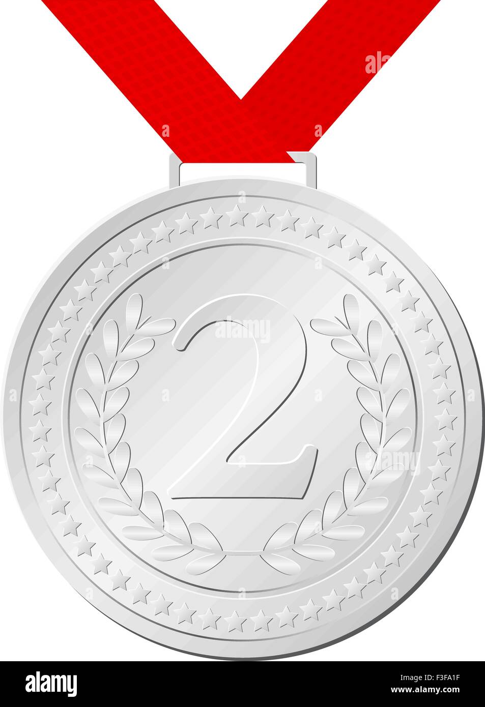 Silver medal isolated on a white background. Vector illustration Stock ...