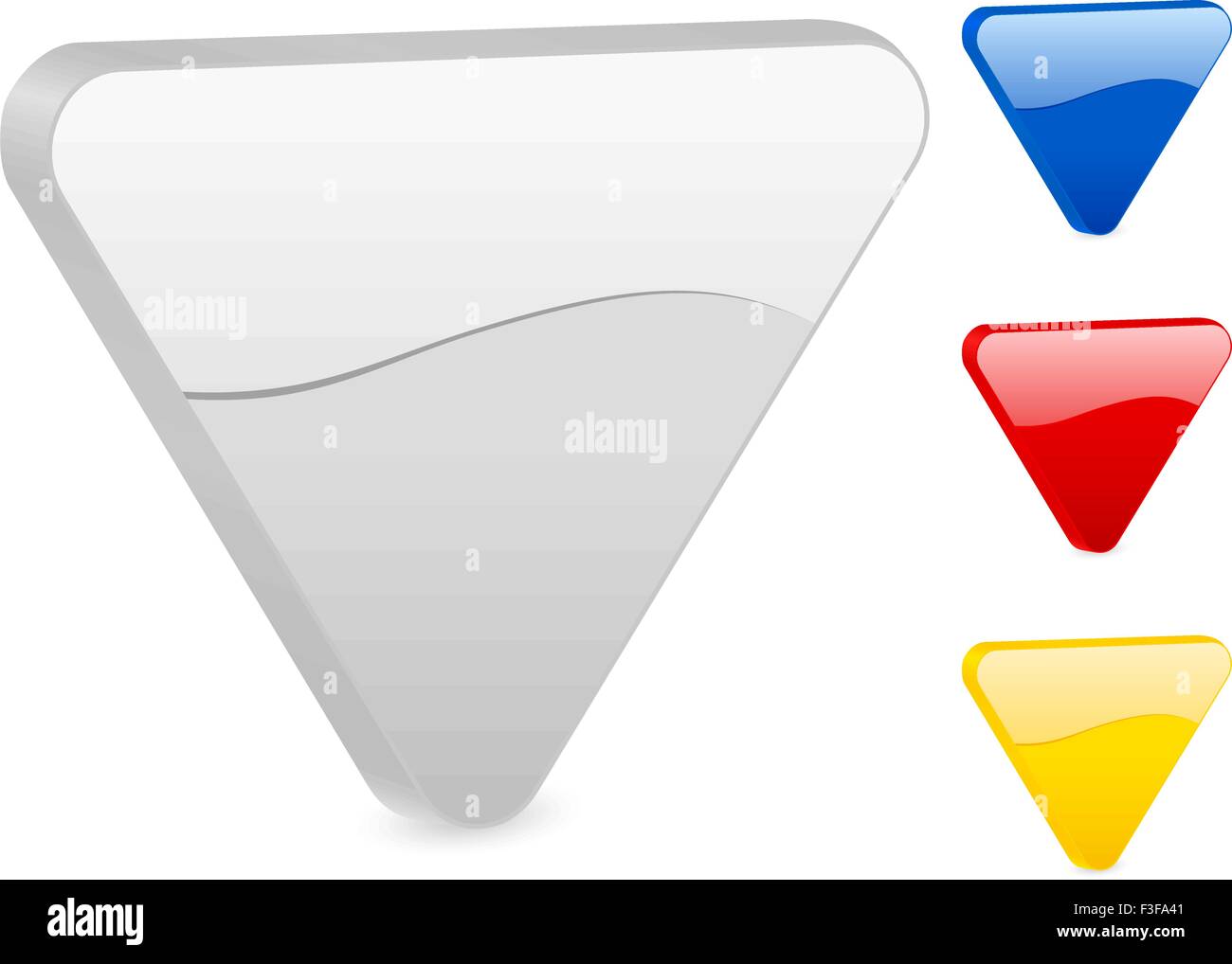 3D triangular icon set isolated on a white background. Vector ...