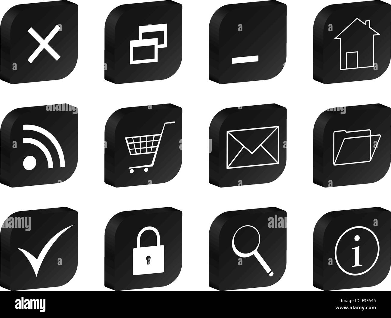 3D black icon set. Vector illustration Stock Vector Image & Art - Alamy