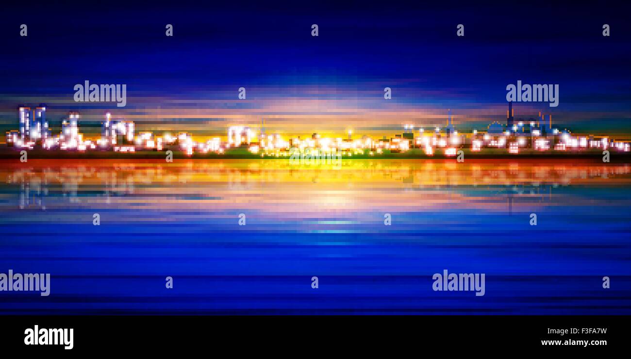 abstract gold blue sunset background with silhouette of Tallinn vector ...