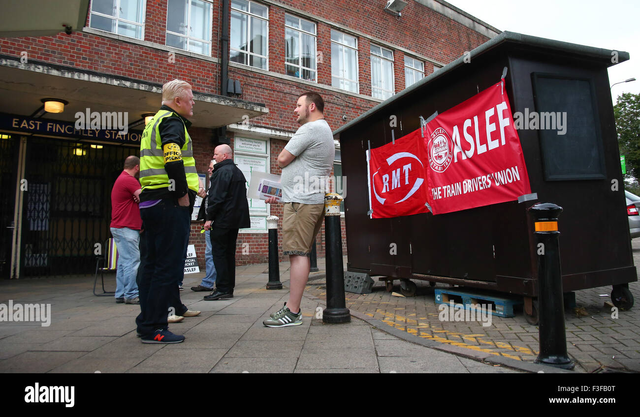 London Underground trains stand idle in the sidings at Stanmore station ...