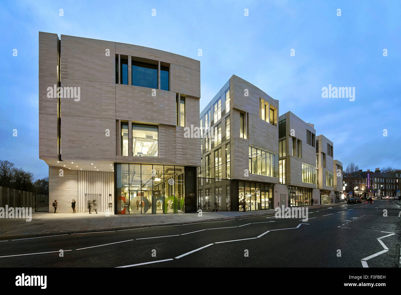 Contextual facade elevation at dusk from Stockwell Street. Greenwich ...