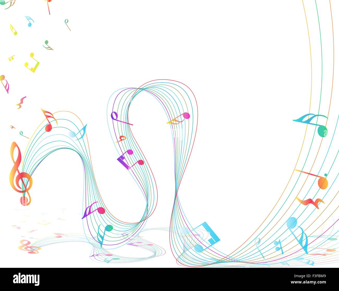 Multicolor Musical Design From Music Staff Elements With Treble Clef ...