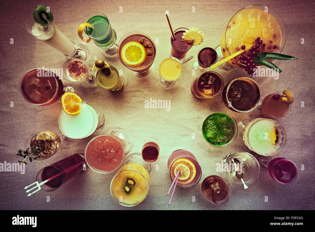 Various long drinks, top view Stock Photo - Alamy
