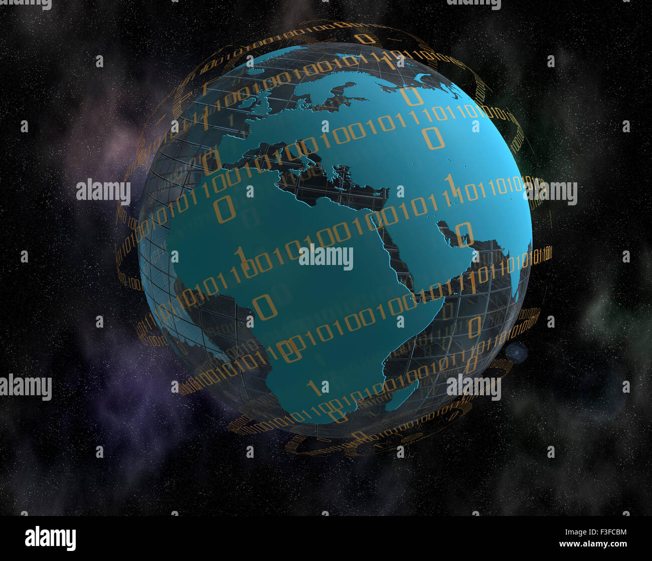 World globe and binary code Stock Photo - Alamy