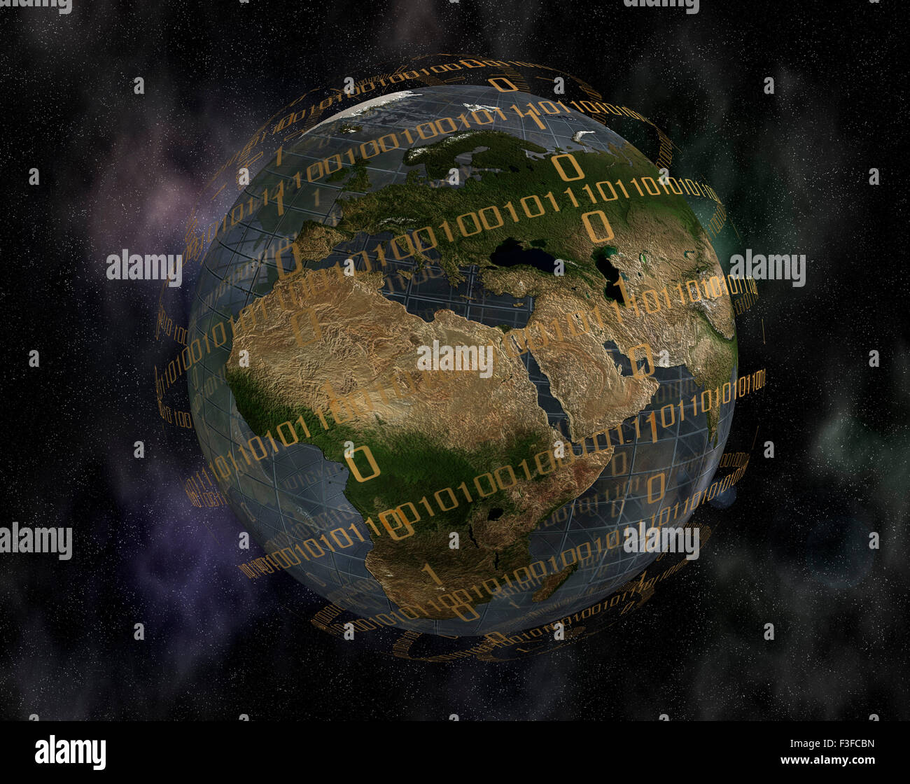 World globe and binary code Stock Photo - Alamy