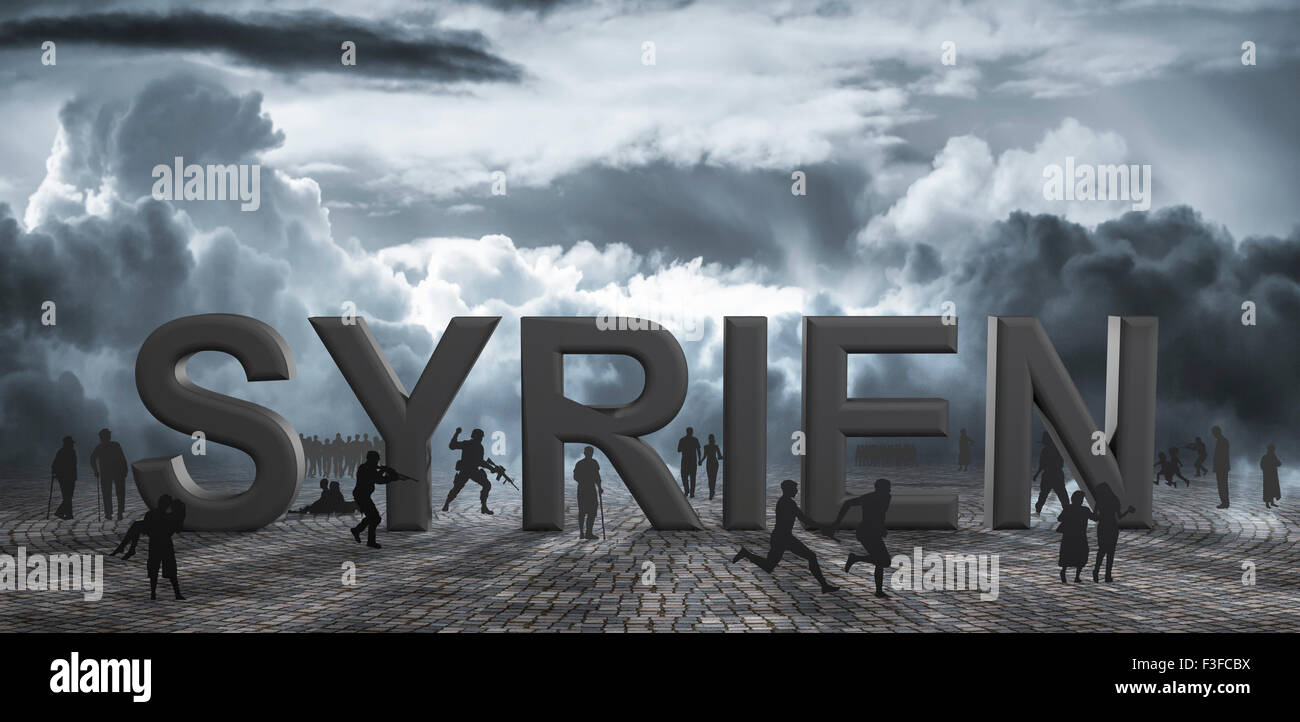 Letters spelling Syrien, Syria, asylum symbol, refugees Stock Photo - Alamy