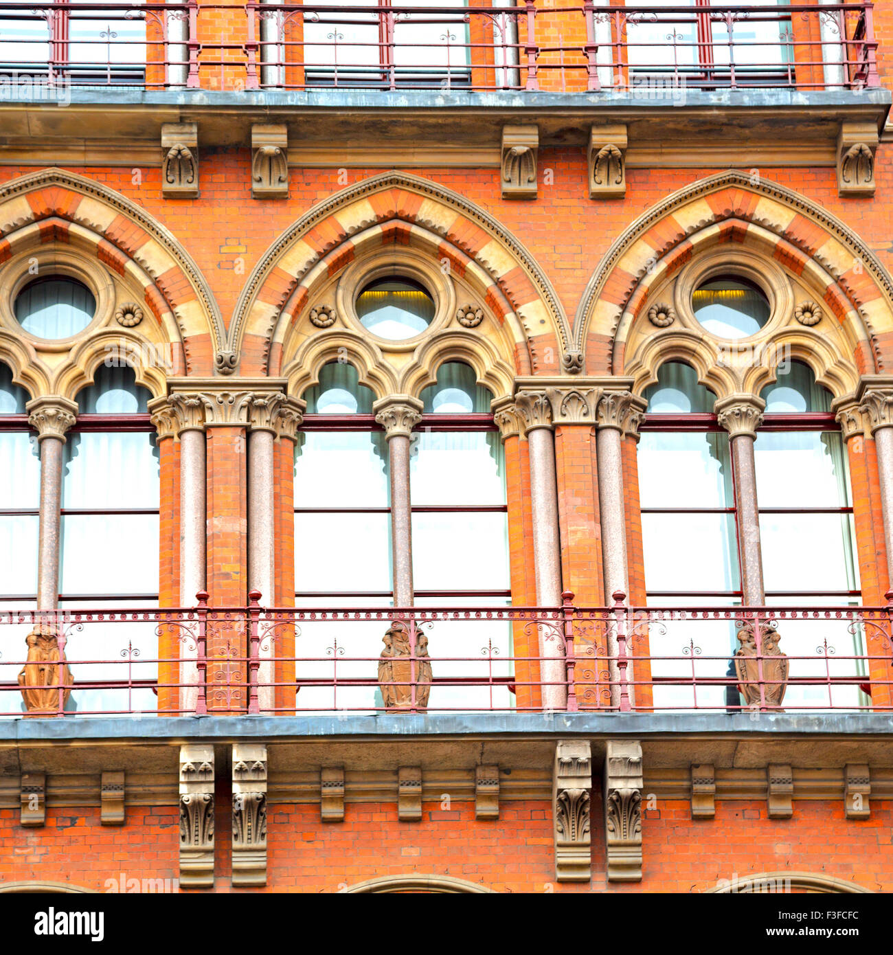 old architecture in london england windows and brick exterior wall ...