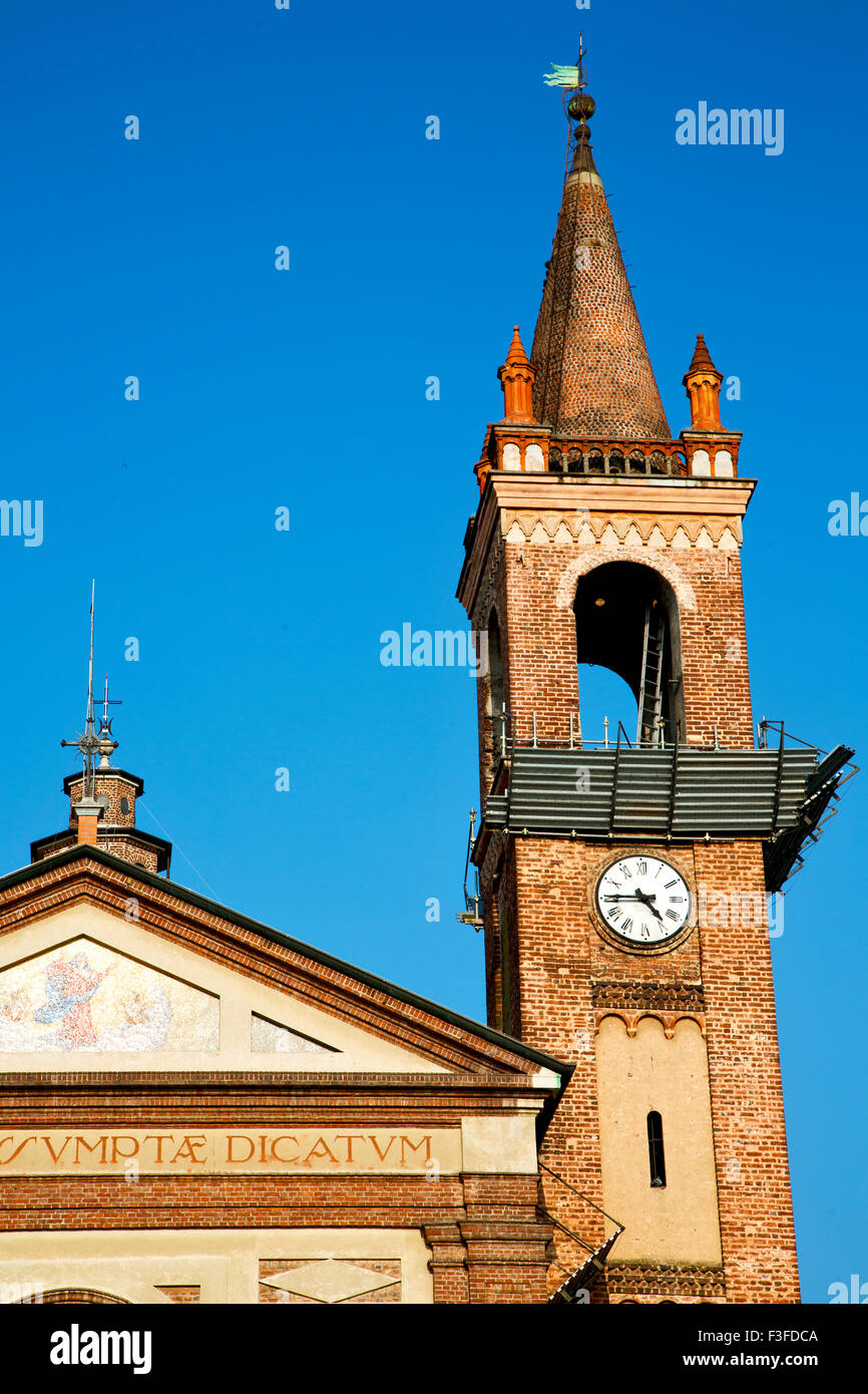 italy lombardy in the parabiago old church closed brick tower wall rose ...