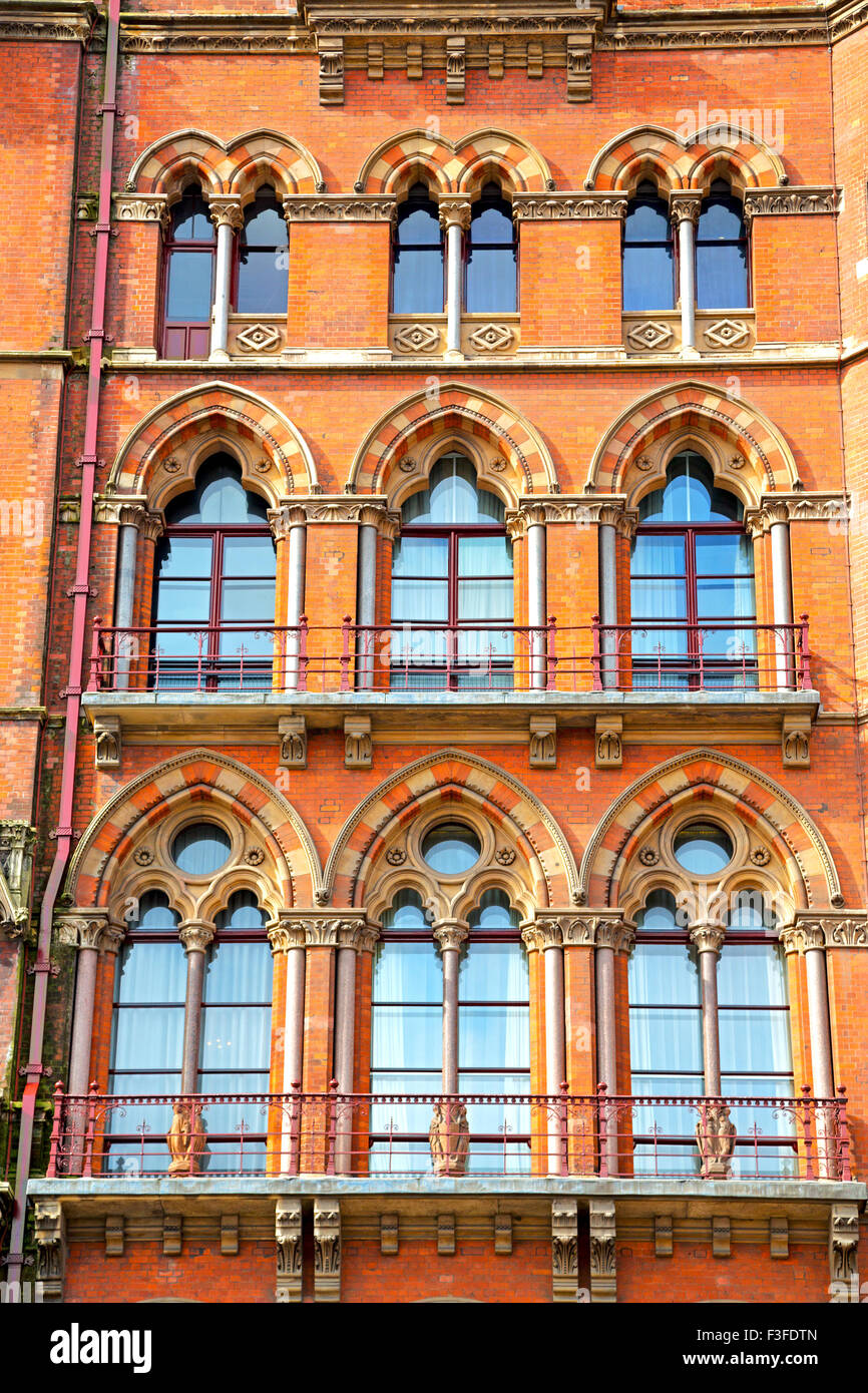 old architecture in london england windows and brick exterior wall ...