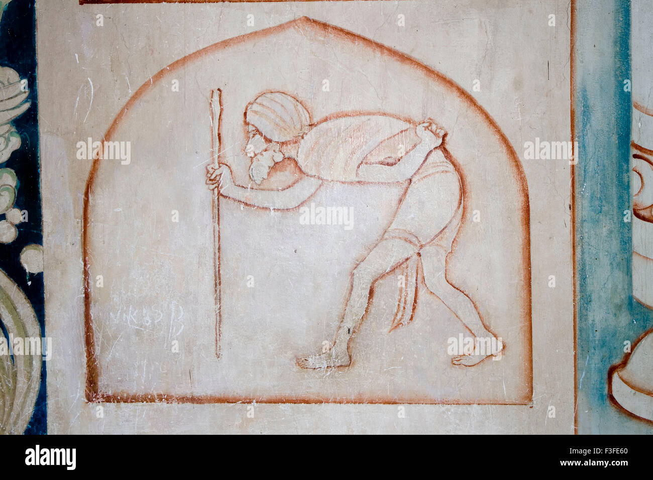 Mural painting of old man Buddha visited first in his kingdom in ...